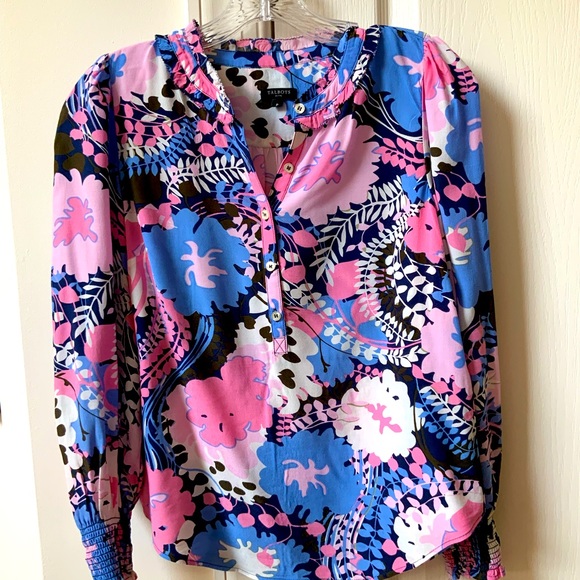 Talbots | Tops | Beautiful Talbots Brand Smocked Cuff Cascading Blooms ...